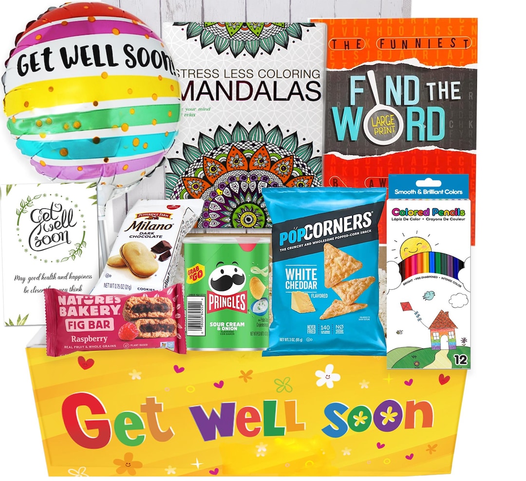 Get Well Gift Basket, Candy, Snacks, Balloon, Activity Books - Etsy
