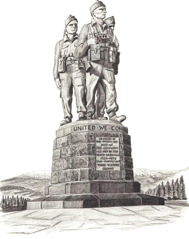 Commando Memorial Drawing Postcard A6 Mounted - Etsy