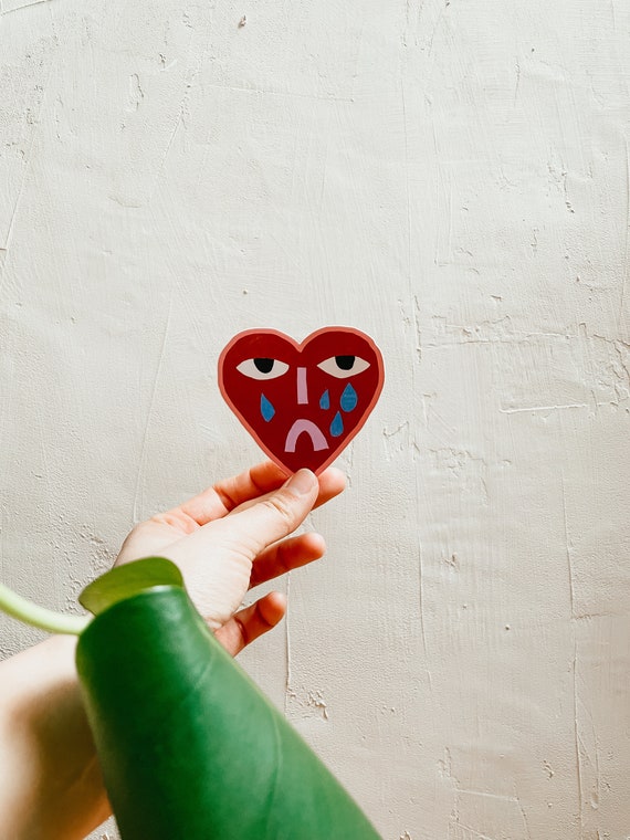 Crying Heart Vinyl Sticker Laptop Sticker Water Bottle | Etsy