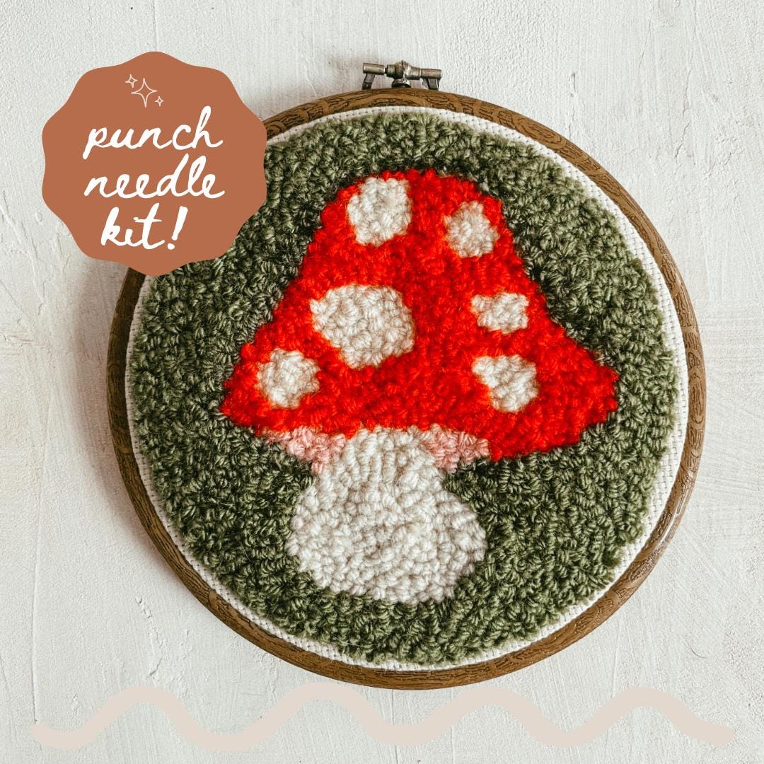 DIY Punch Needle Kit |mushroom | Craft Kit | Crafty Gift | Rug Hooking ...