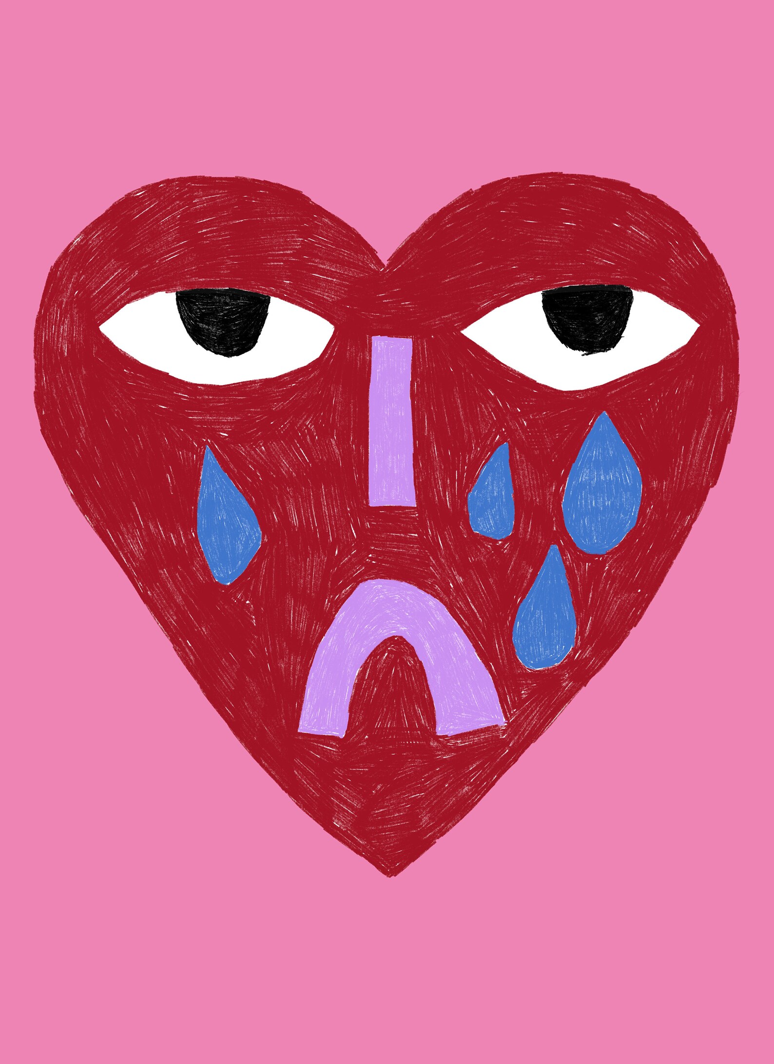 Digital Punch Needle Pattern Crying Heart - Etsy