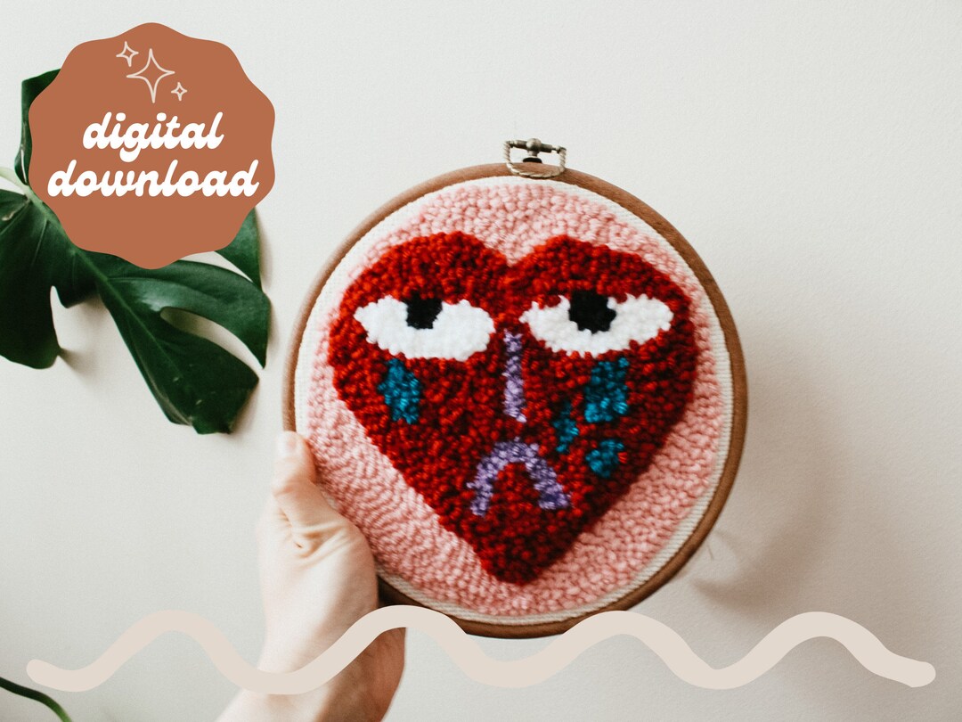 Digital Punch Needle Pattern Crying Heart - Etsy