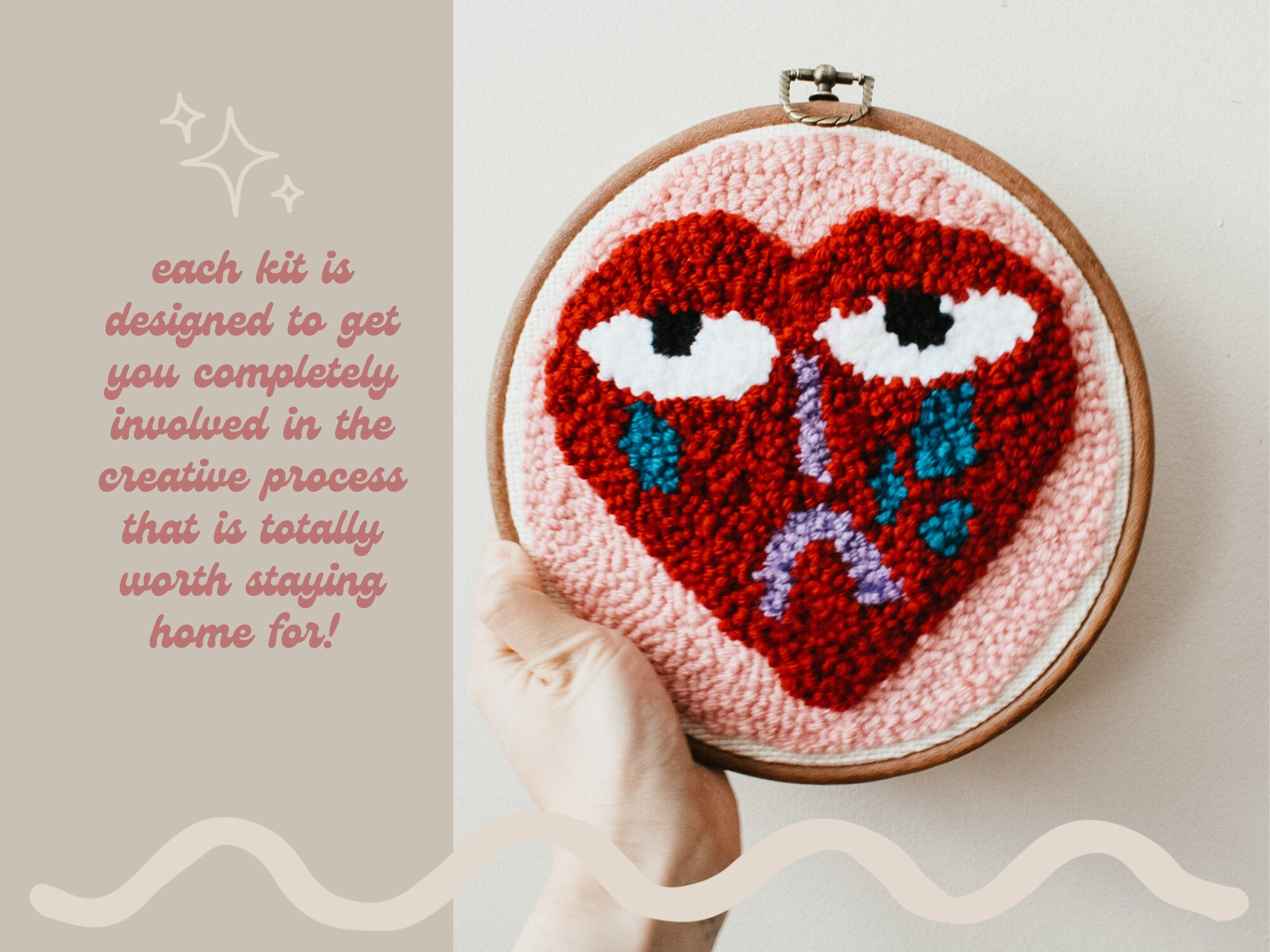 Digital Punch Needle Pattern Crying Heart - Etsy