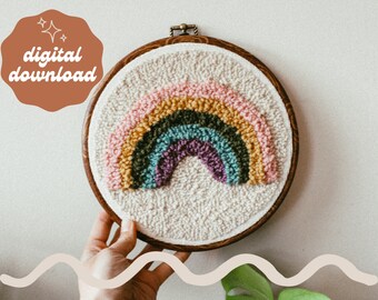 DIY Punch Needle Kit Rainbow Craft Kit Crafty Gift Rug Hooking Beginner ...