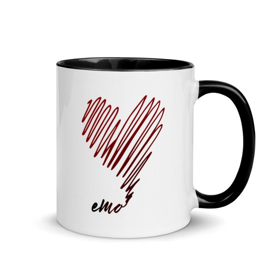 Emo Heart Coffee Mug Funny Nostalgia Gift | Etsy