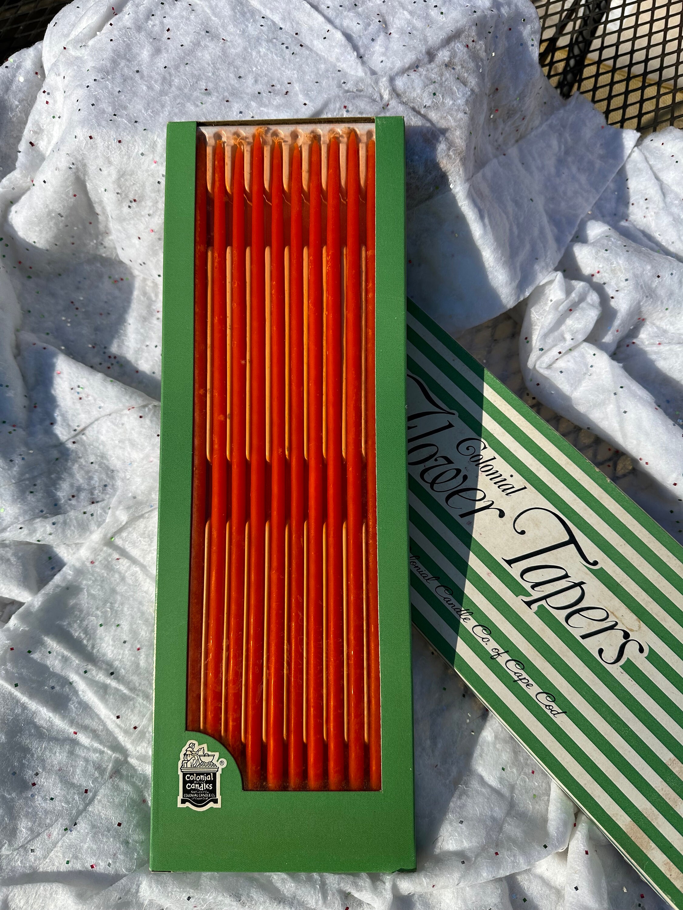 Box of 12 Cape Cod Colonial Flower Tapers, Skinny 14.5 Candles in Terra ...