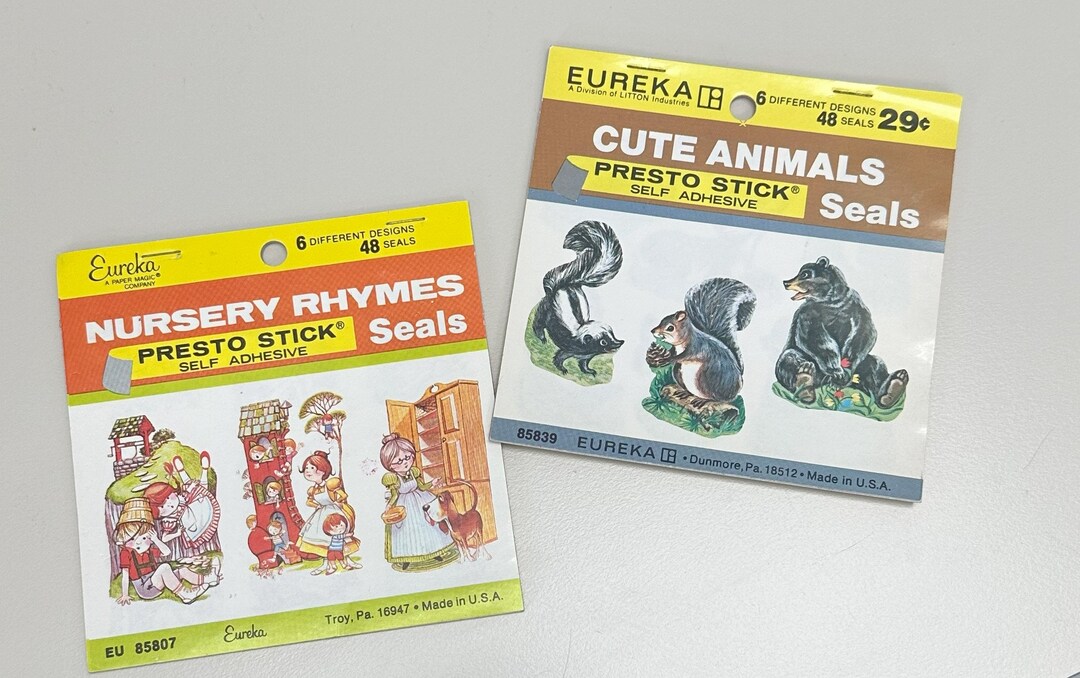 Eureka/fasson Sticker Packs - Cute Animals & Nursery Rhymes - Etsy