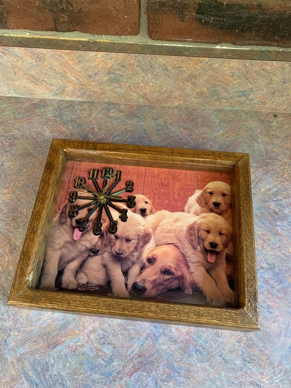 Golden Retriever Puppy Shadowbox Clock - Etsy