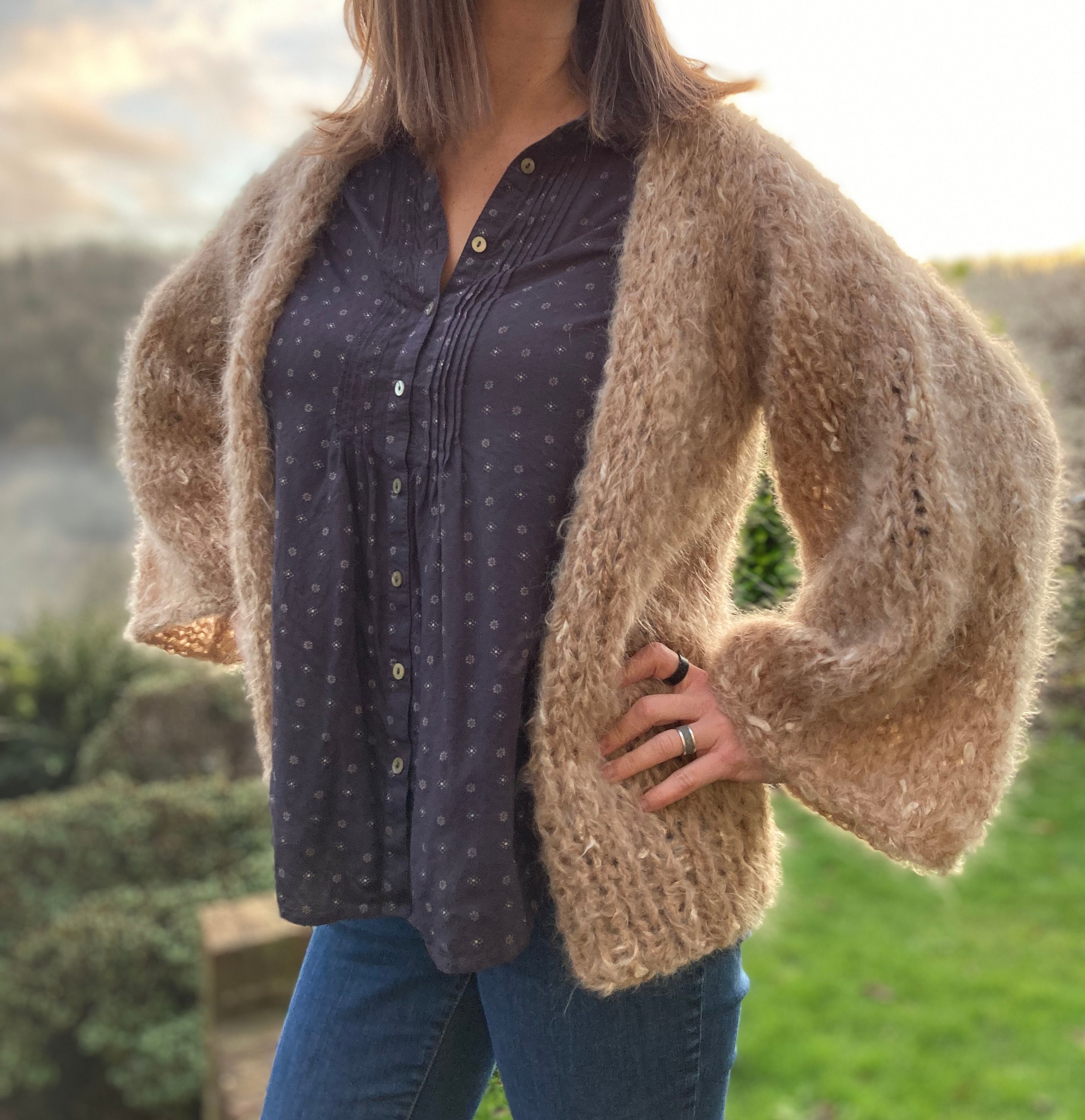 Handmade Cotswolds Handmade Cardigan Hand Knitted Beige Mohair ...