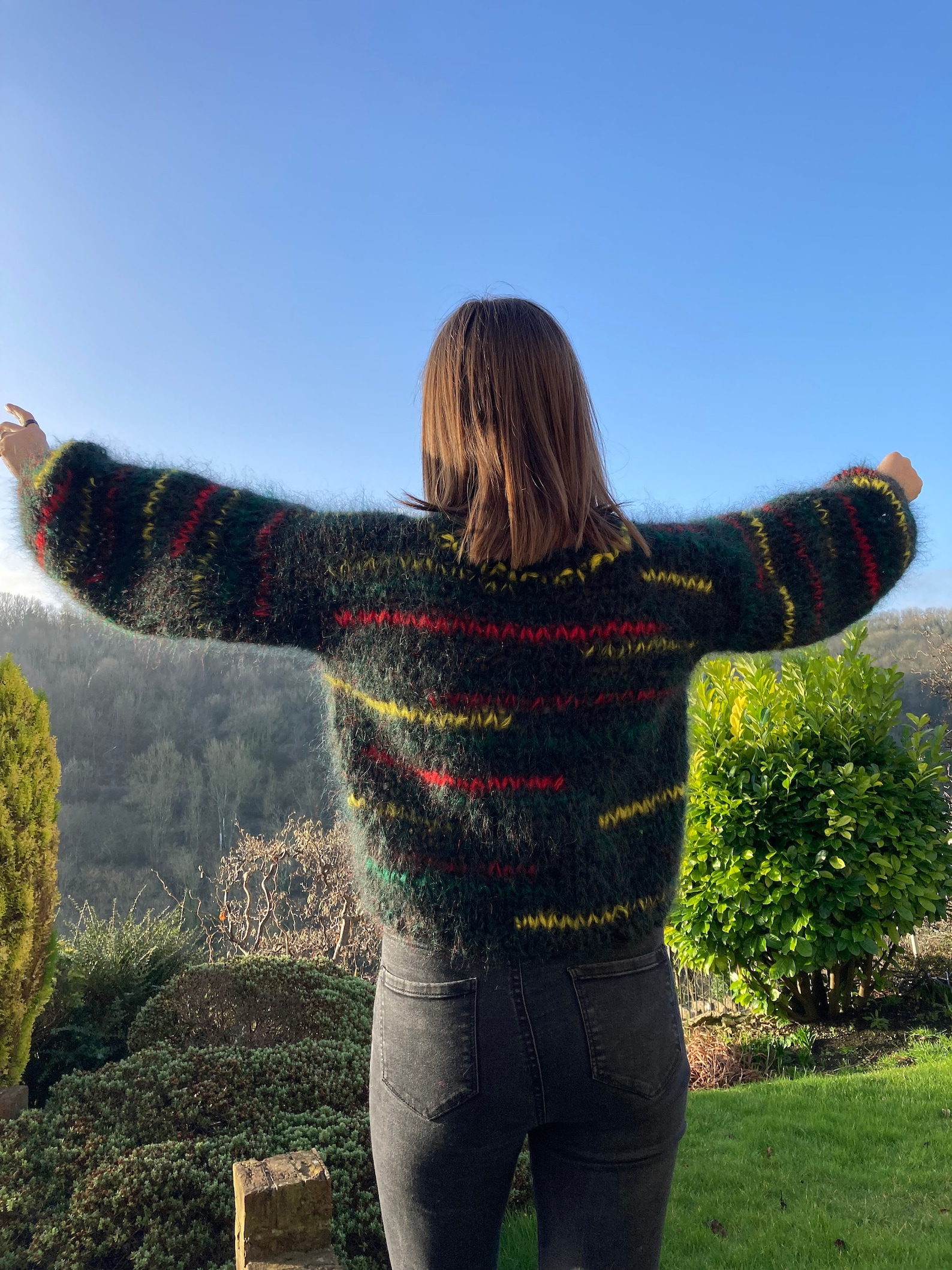 Handmade Cotswolds Block Colours Hand Knitted Black With the Hint of ...