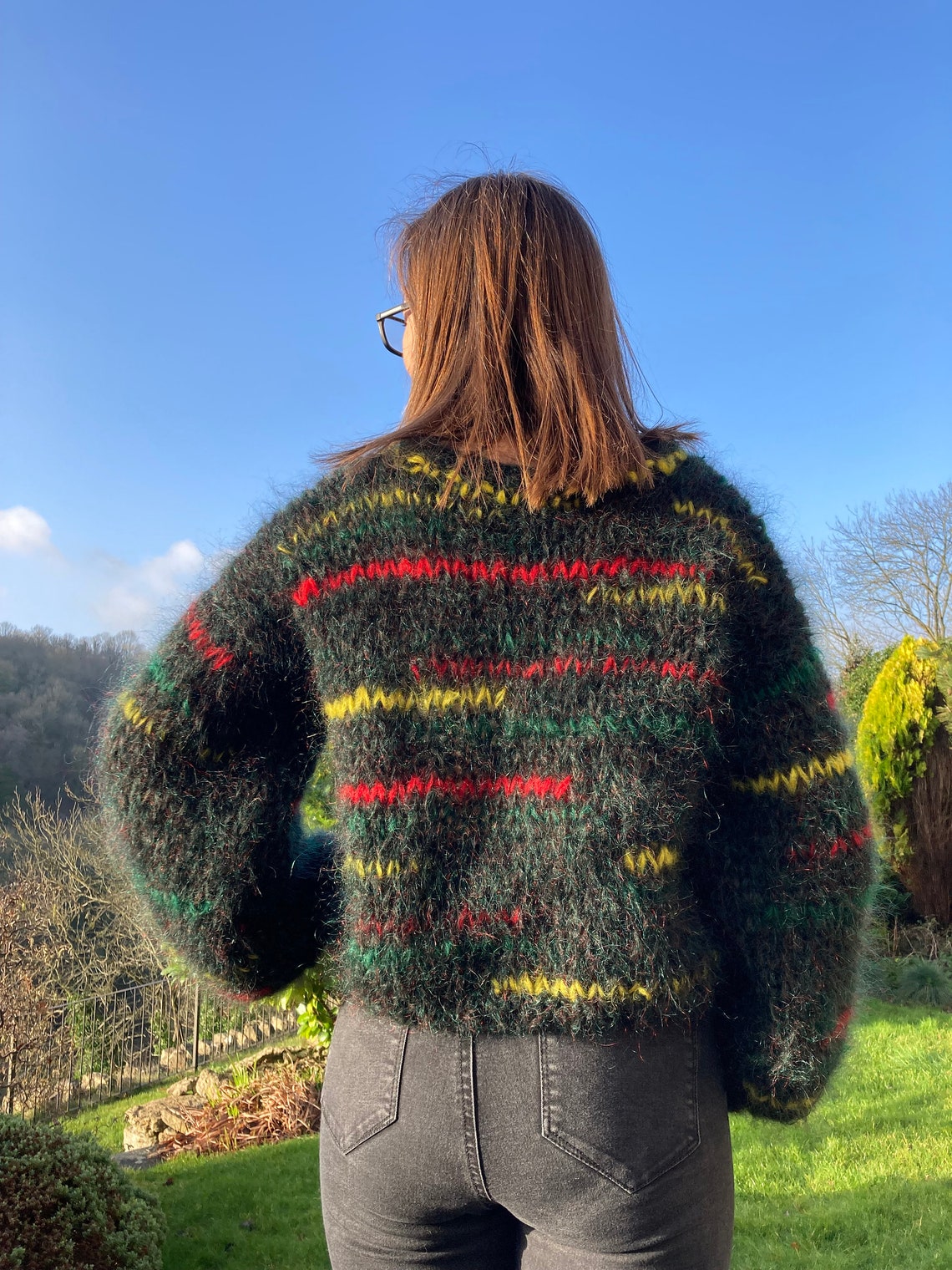 Handmade Cotswolds Block Colours Hand Knitted Black With the Hint of ...