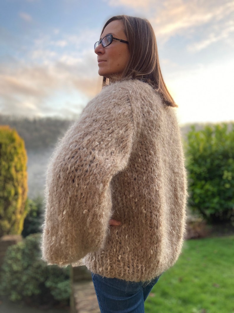 Handmade Cotswolds Handmade Cardigan Hand Knitted Beige Mohair ...