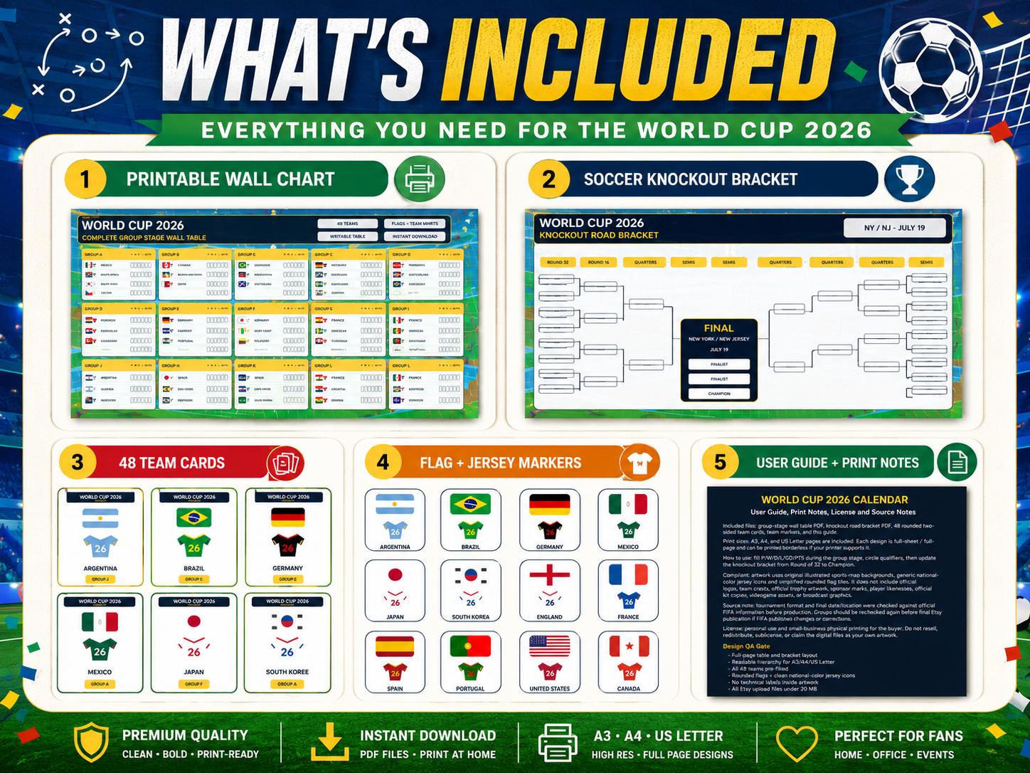 World Cup 2026 Wall Chart | Printable Soccer Bracket and Match Schedule ...