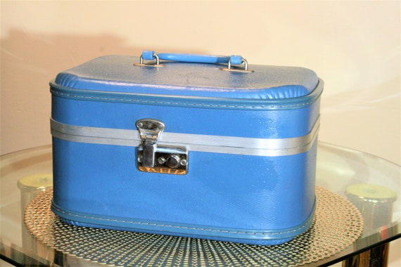 Vintage Blue Train Case - Etsy