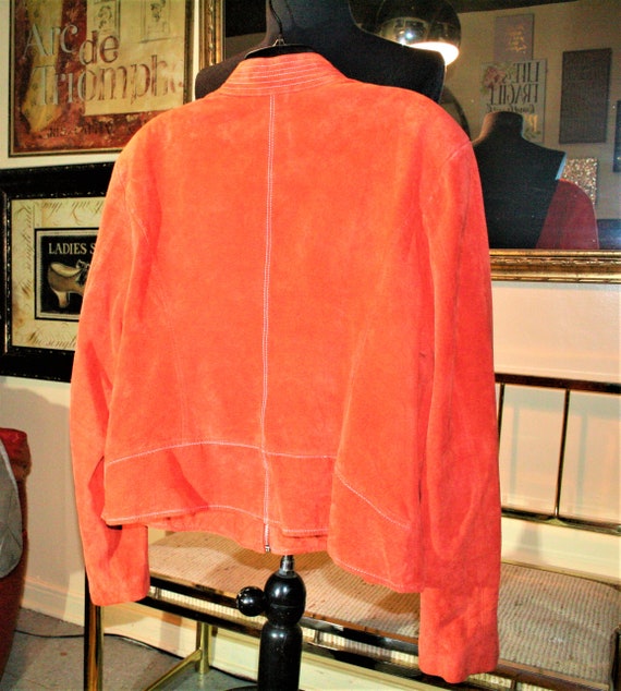 Vintage Style Ladies 100% orange suede jacket - Gem