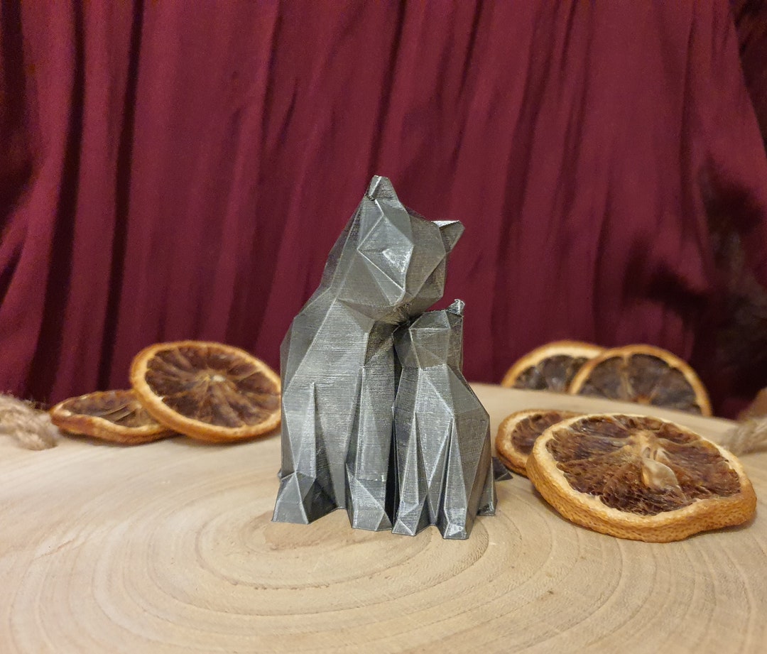 Low Poly Cuddling Cats Figurine | Cuddling Cats Sculpture | 3D Printed ...