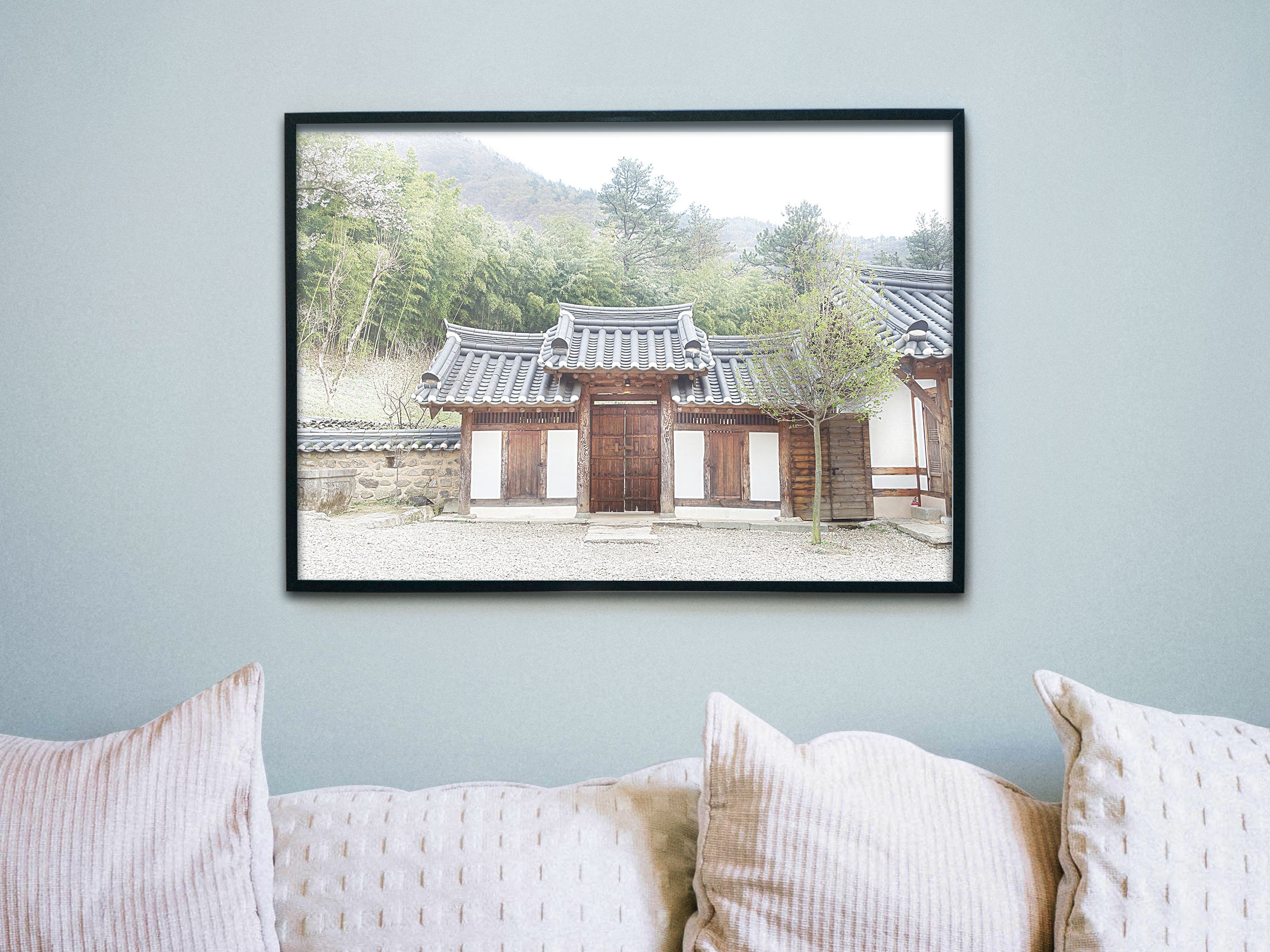Hanok, the Korean House, A Hanok in a Scenic Mountain, Korea Wall Art ...