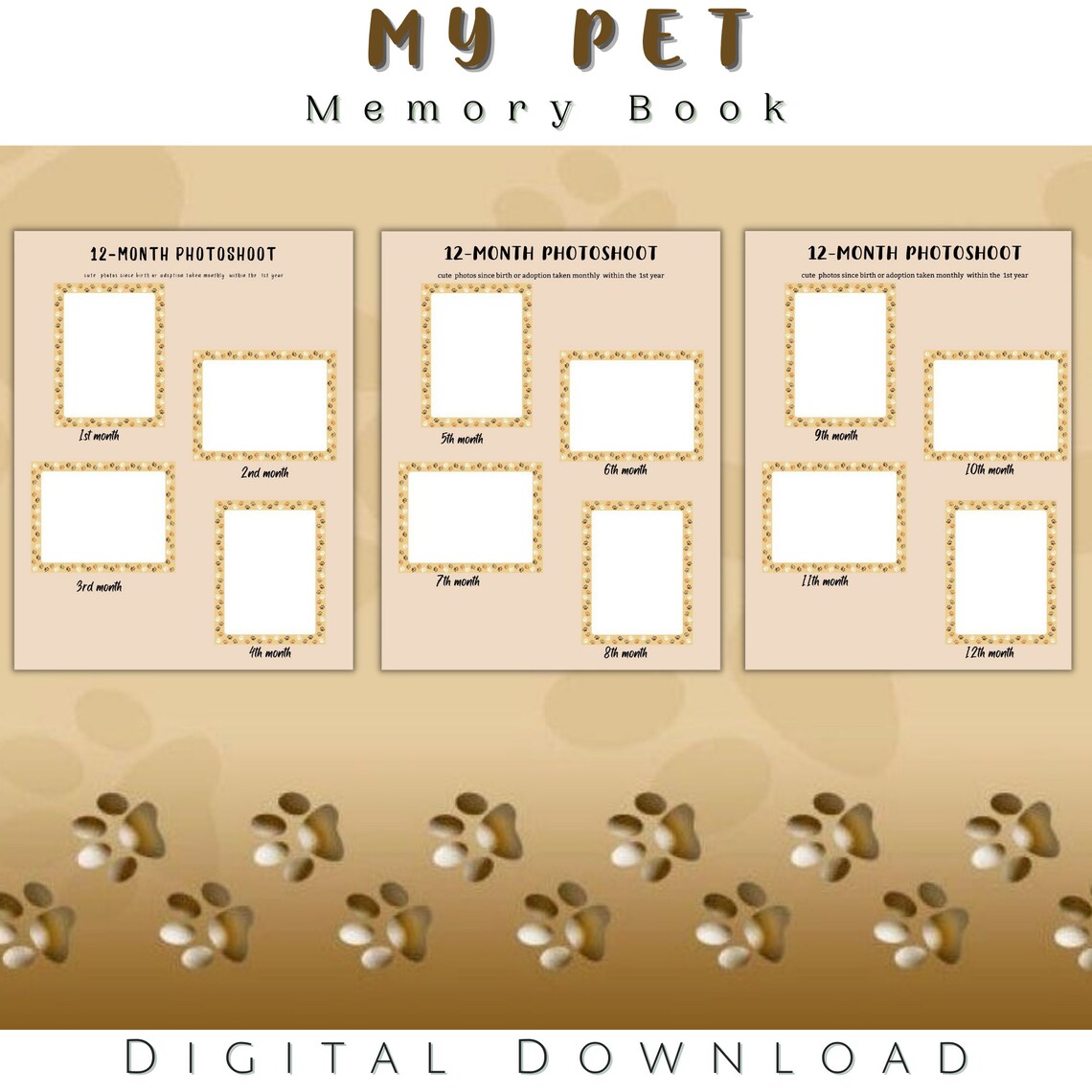 Pet Memory Book Printable: Health & Care Record (digital Download) - Etsy