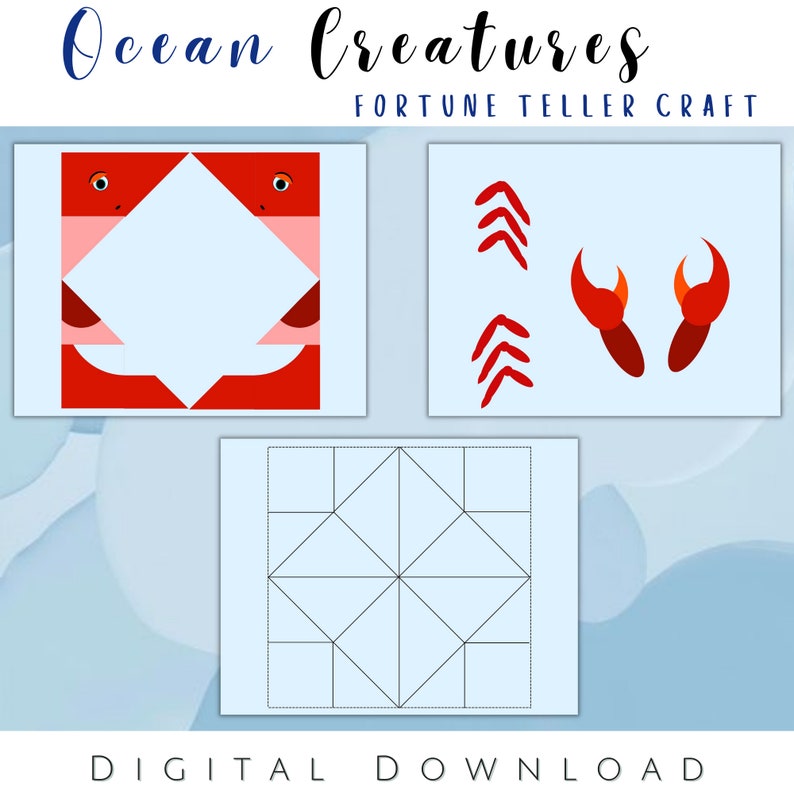 Ocean Creatures Fortune Teller Craft Printable | Sea Animals Fortune ...