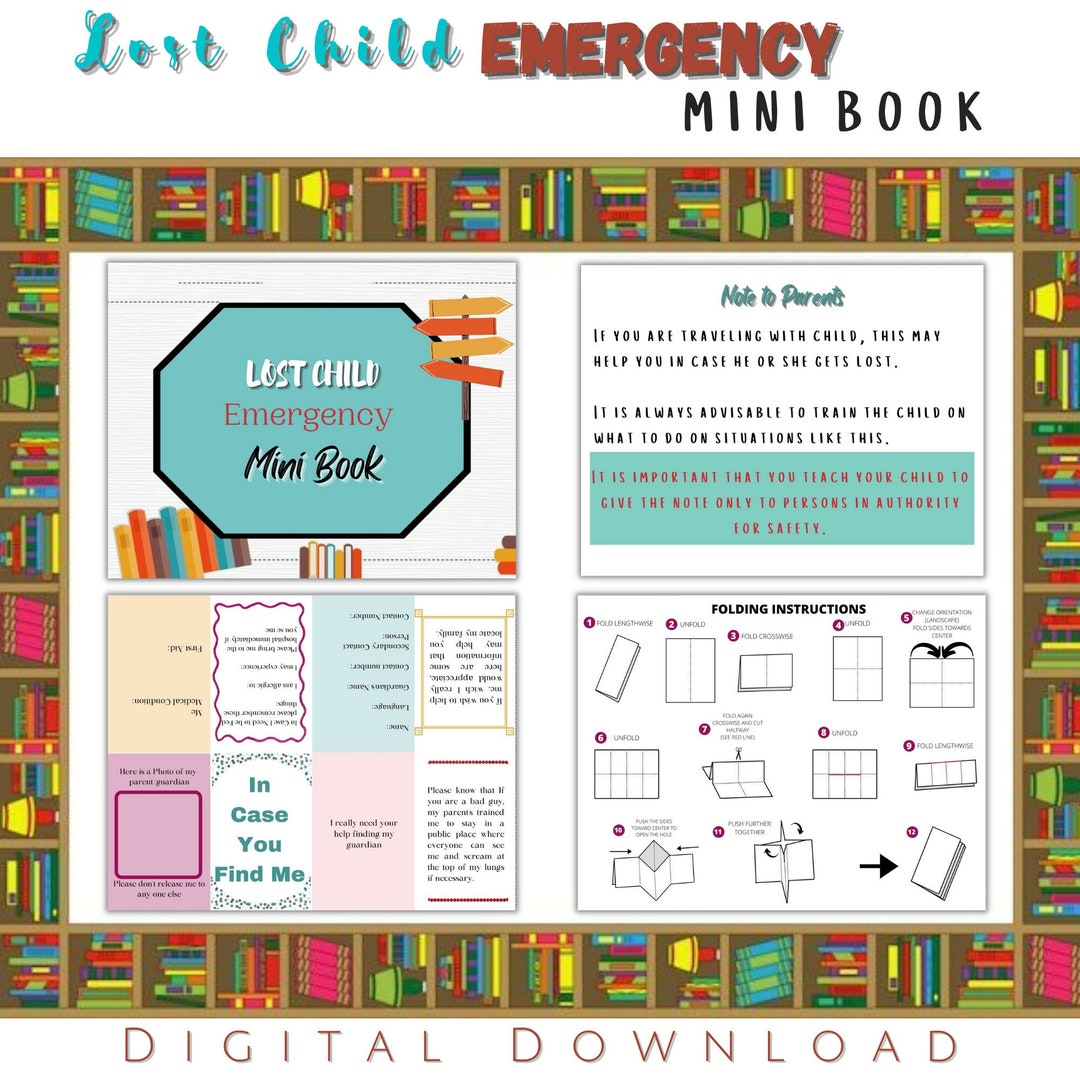Lost Child Emergency Mini Book Printable | Emergency Contact Info ...
