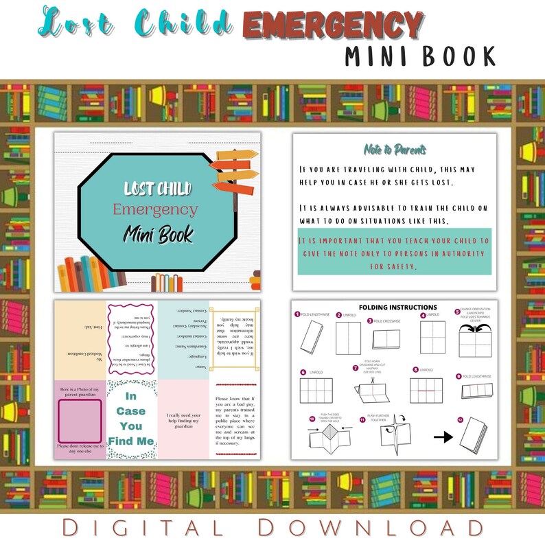 Lost Child Emergency Mini Book Printable | Emergency Contact Info ...