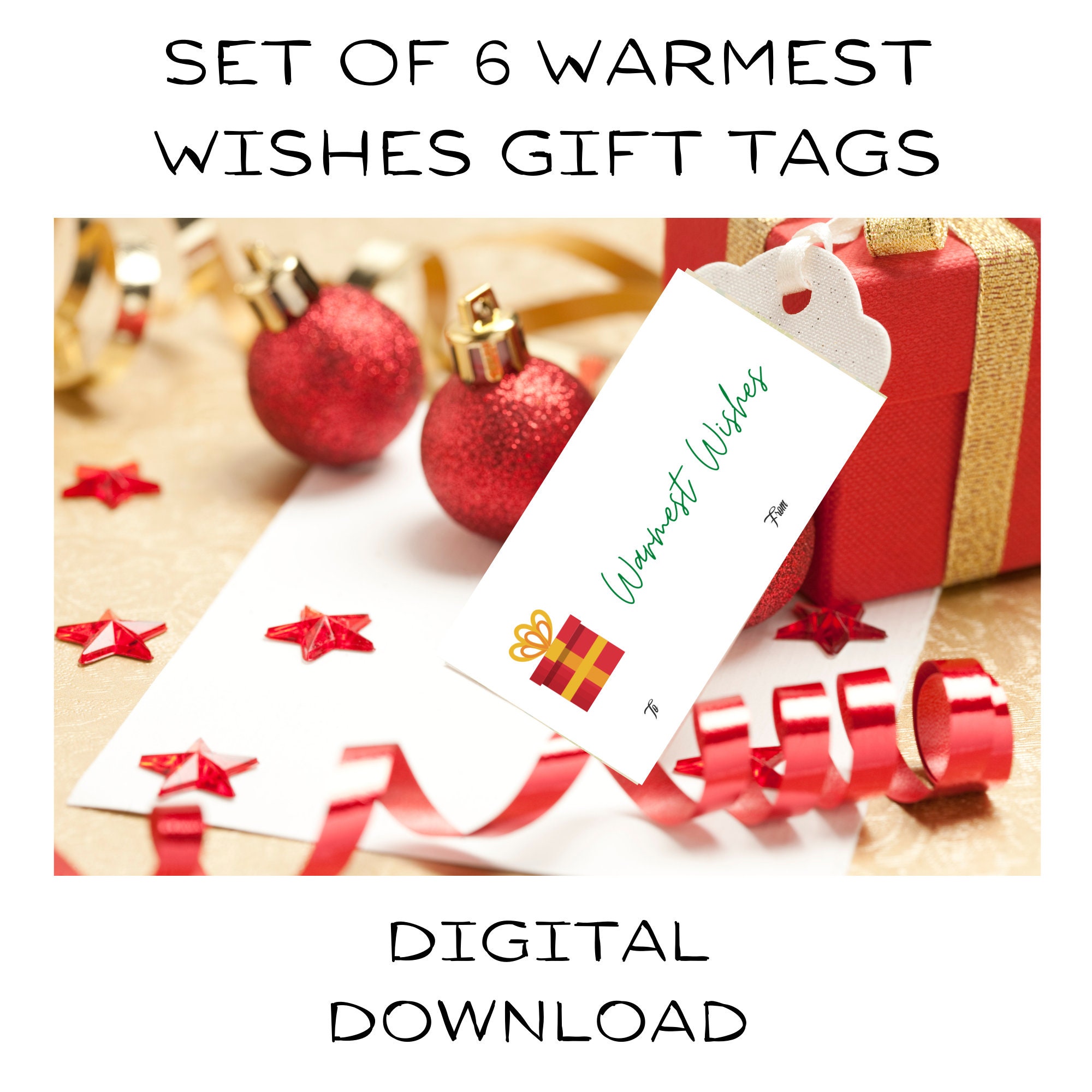 Warmest Wishes Printable Holiday Gift Tags/ Easy Christmas Tags to ...