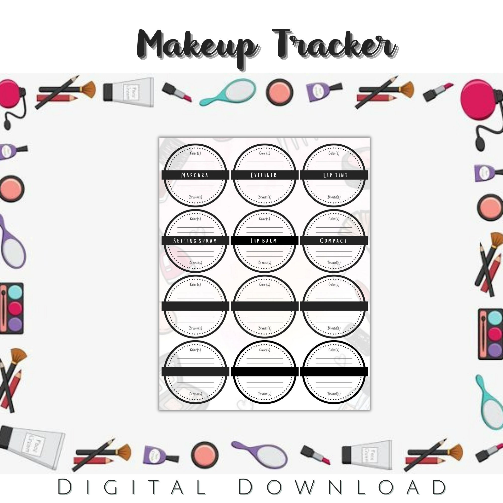Makeup Tracker Printable | Makeup Organizer | Makeup Inventory List ...