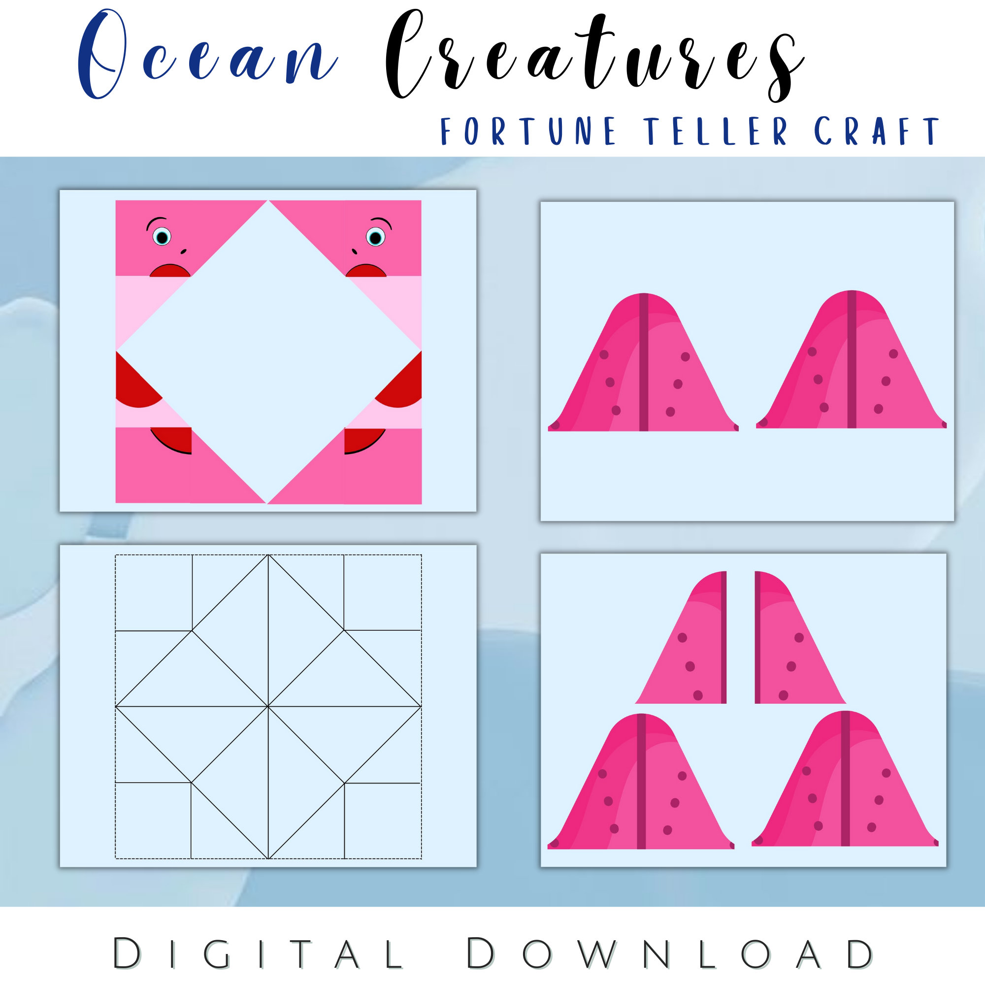 Ocean Creatures Fortune Teller Craft Printable | Sea Animals Fortune ...