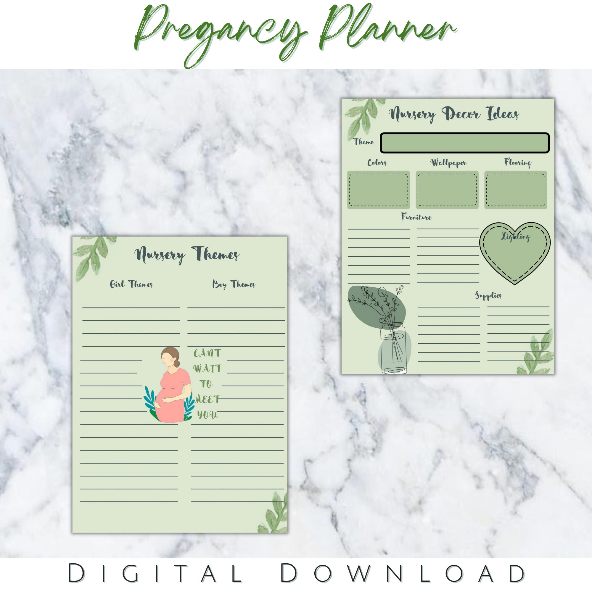 Pregnancy Planner Printable: Pregnancy Journal & Organizer (US Letter ...