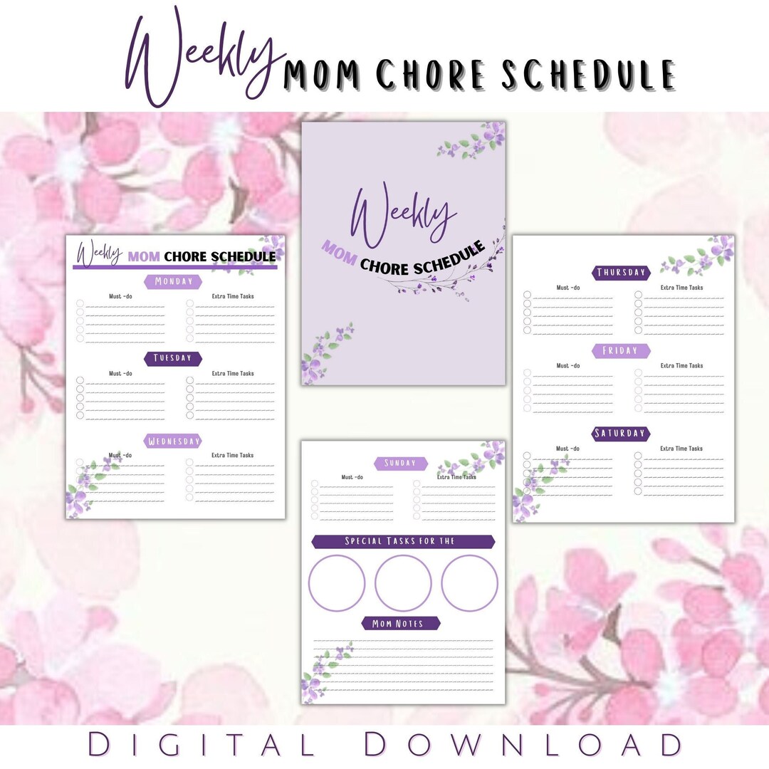 Weekly Mom Chore Schedule Printable | Weekly Cleaning Schedule | House ...