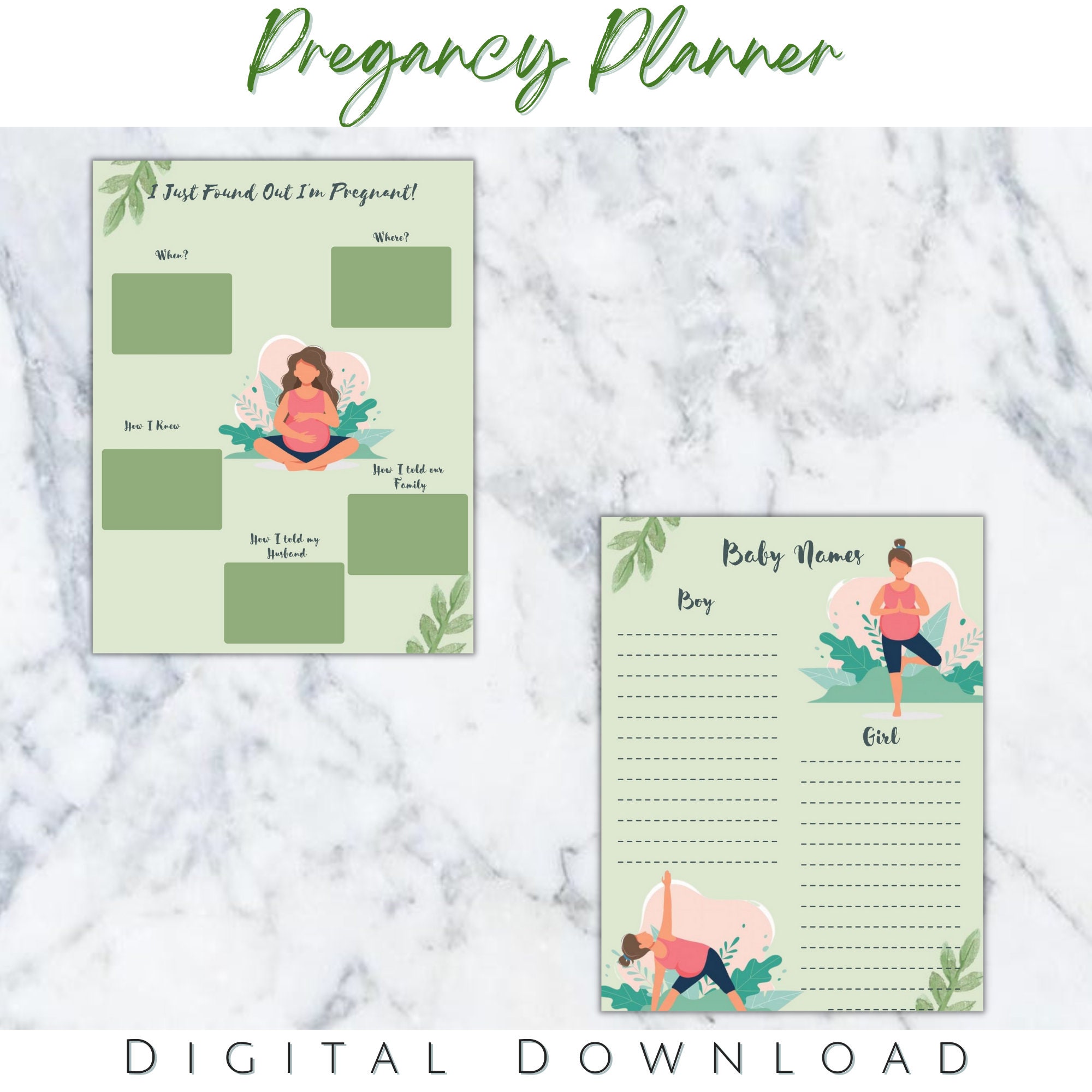 Pregnancy Planner Printable: Pregnancy Journal & Organizer (US Letter ...