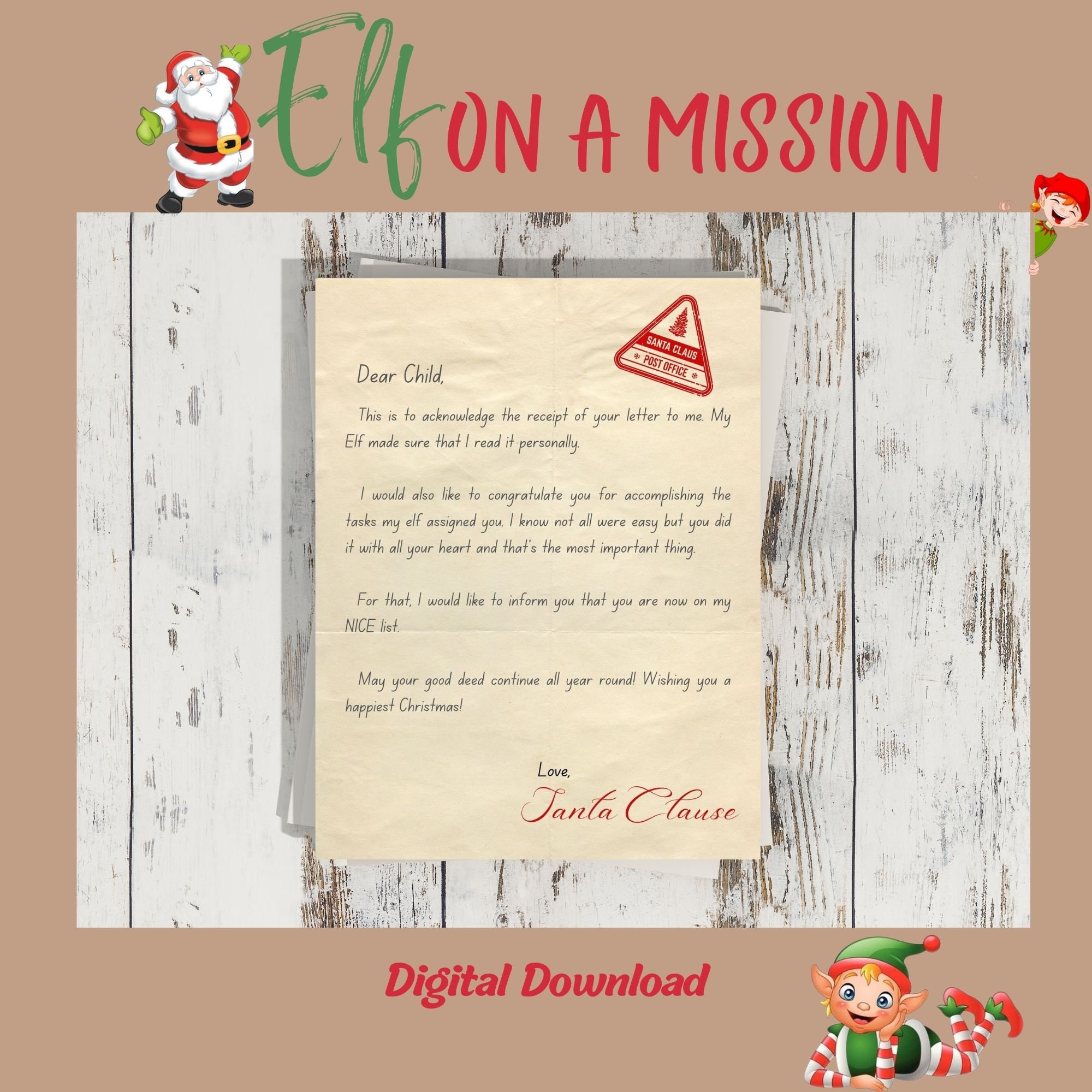 Printable Elf on a Mission | Elf Letter | Santa Letter | Christmas ...