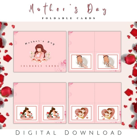 Mother's Day Foldable Cards Printable Set of 3 | Etsy