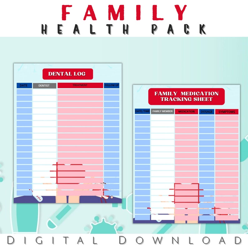 Family Medical Health Pack Printable | Family Medication Sheet | Family ...