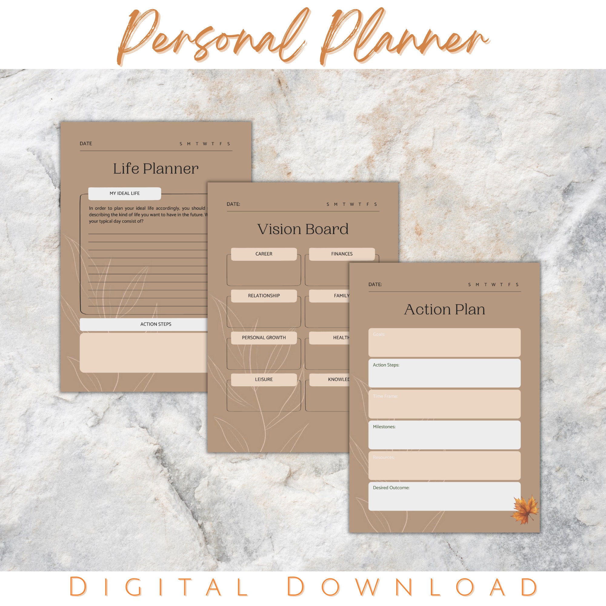 Personal Planner Printable Life Planner Life Goal Planner Vision Board ...
