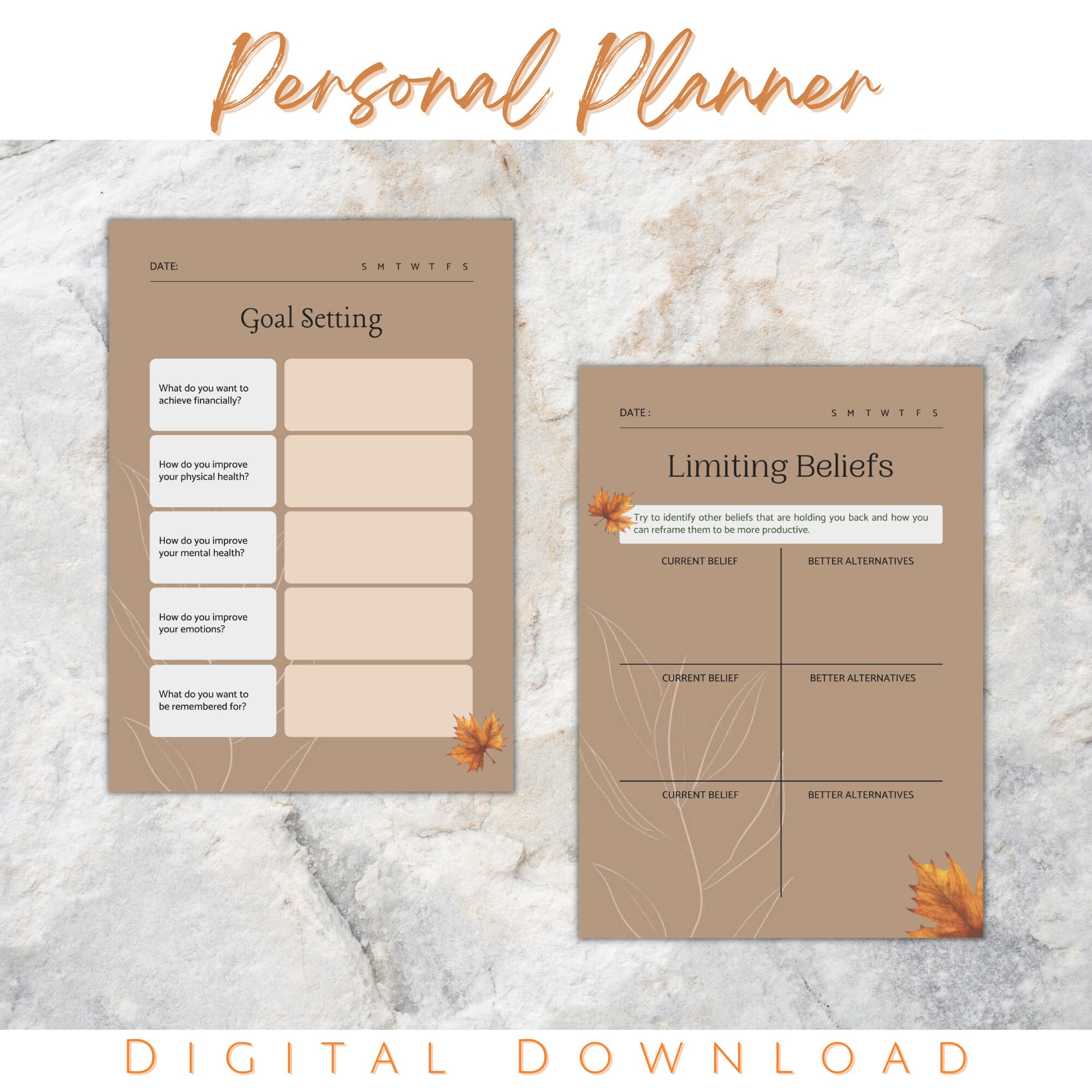 Personal Planner Printable Life Planner Life Goal Planner Vision Board ...