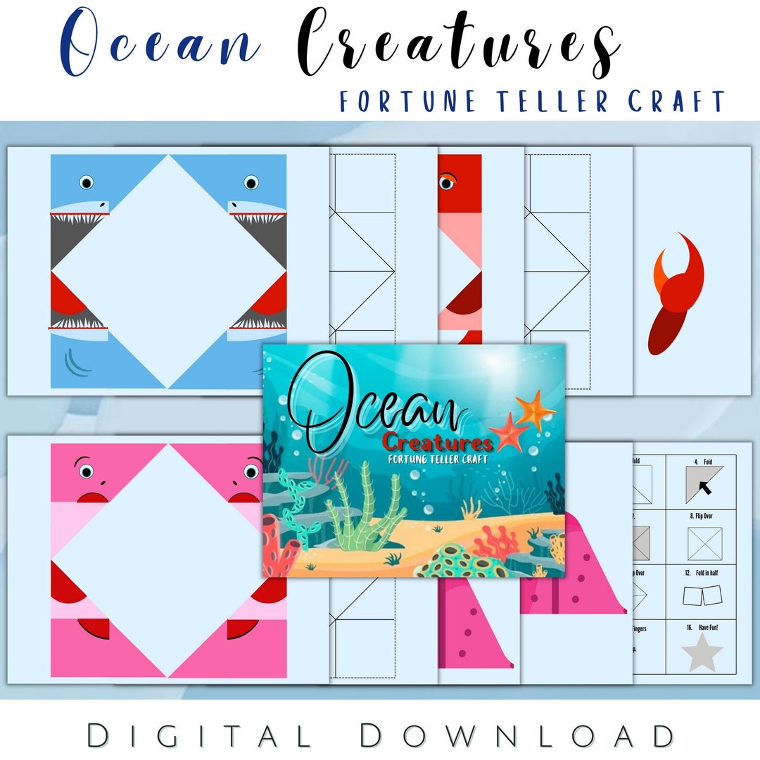 Ocean Creatures Fortune Teller Craft Printable | Sea Animals Fortune ...
