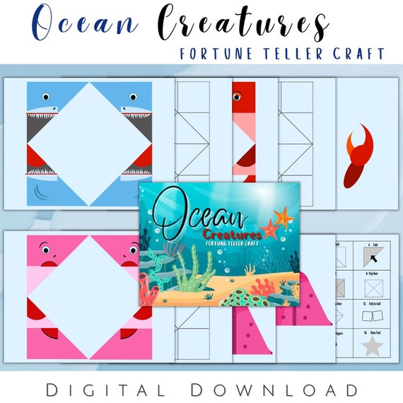 Ocean Creatures Fortune Teller Craft Printable Sea Animals - Etsy