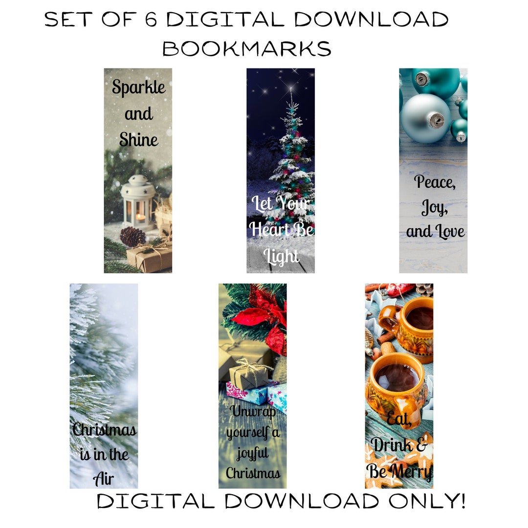 Printable Christmas Bookmarks, Christmas Quotes, Set of 6, Digital ...