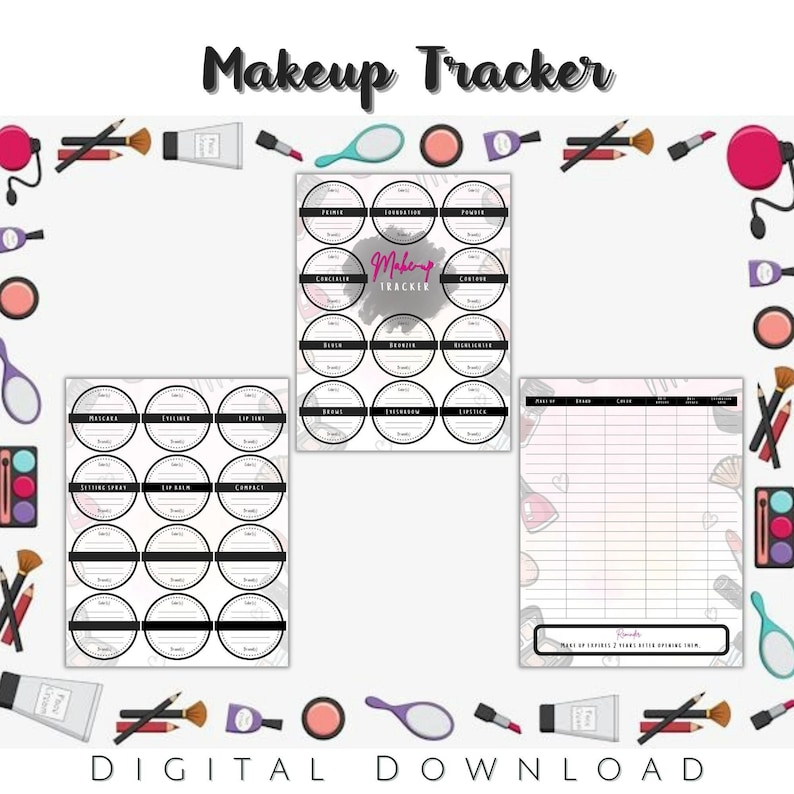 Makeup Tracker Printable | Makeup Organizer | Makeup Inventory List ...