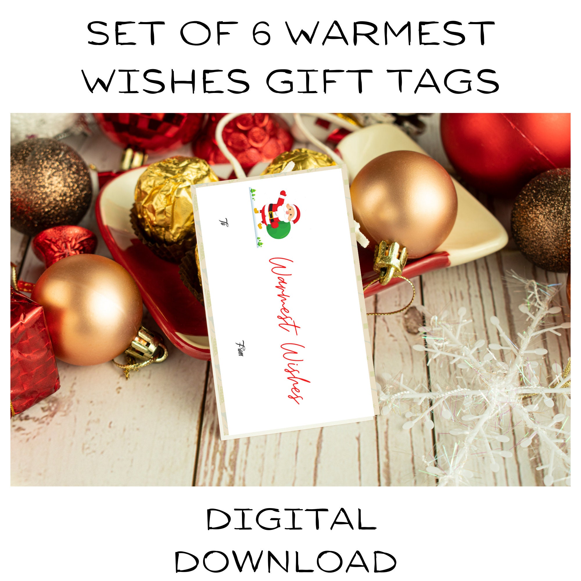 Warmest Wishes Printable Holiday Gift Tags/ Easy Christmas Tags to ...