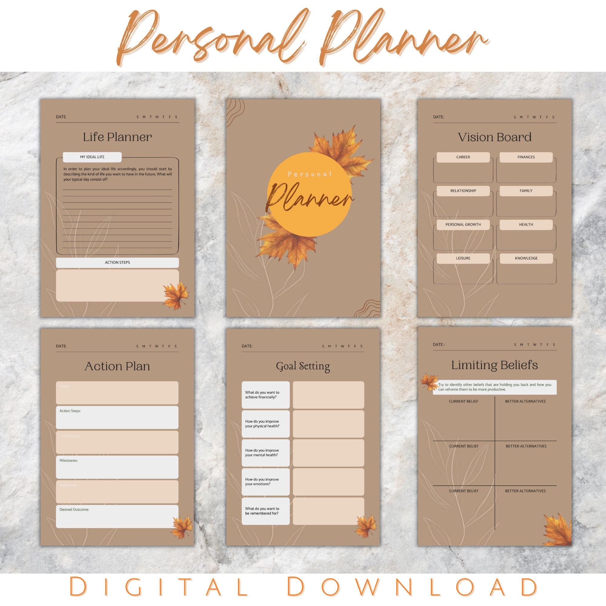Personal Planner Printable Life Planner Life Goal Planner Vision Board ...