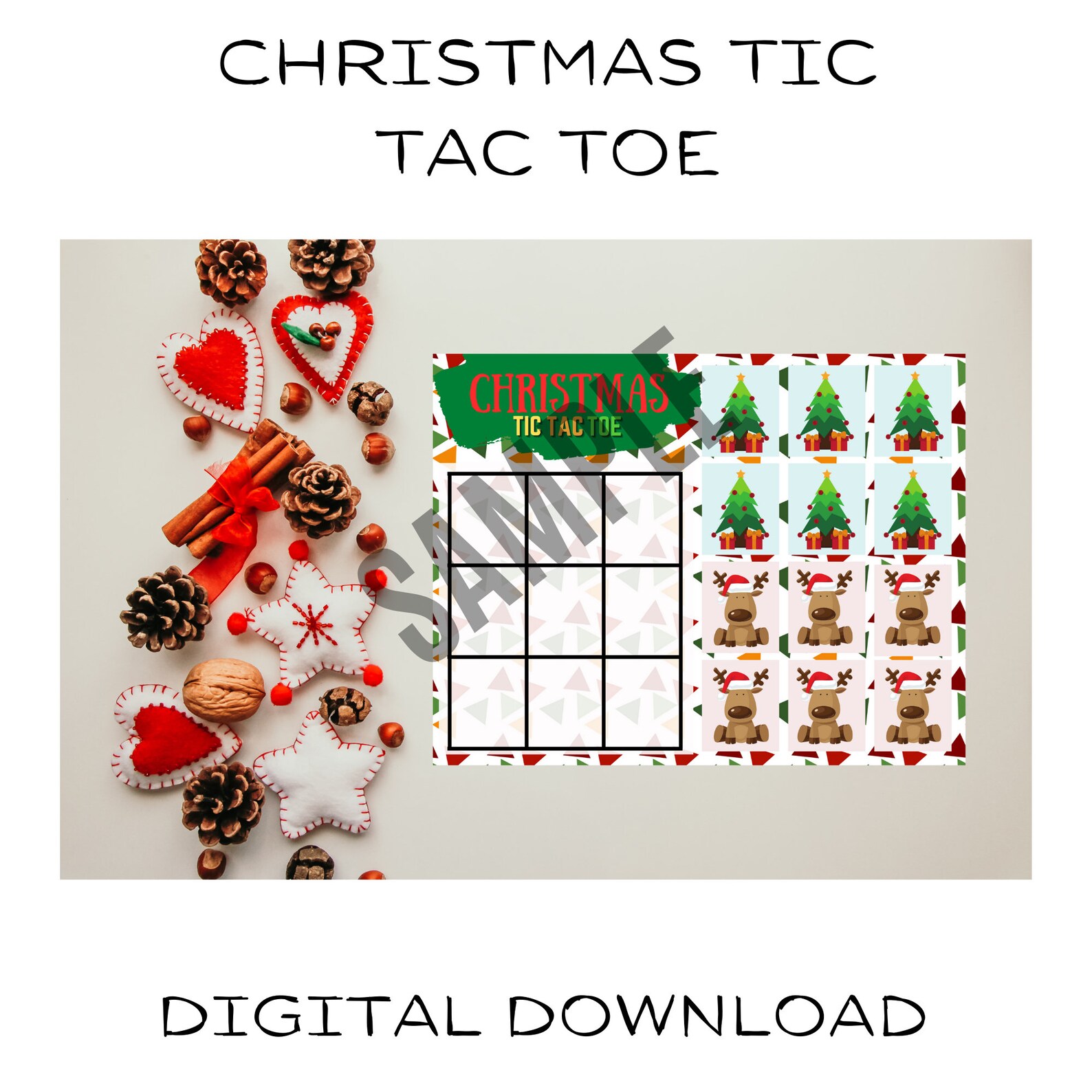 Christmas Tic-tac-toe Game/ Printable Christmas Activity for - Etsy