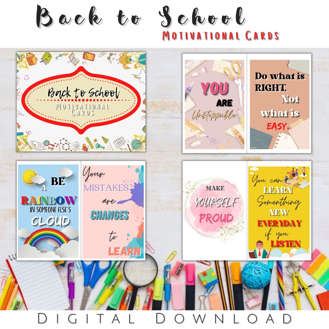 Back to School Motivational Cards Printable | Affirmation Cards ...