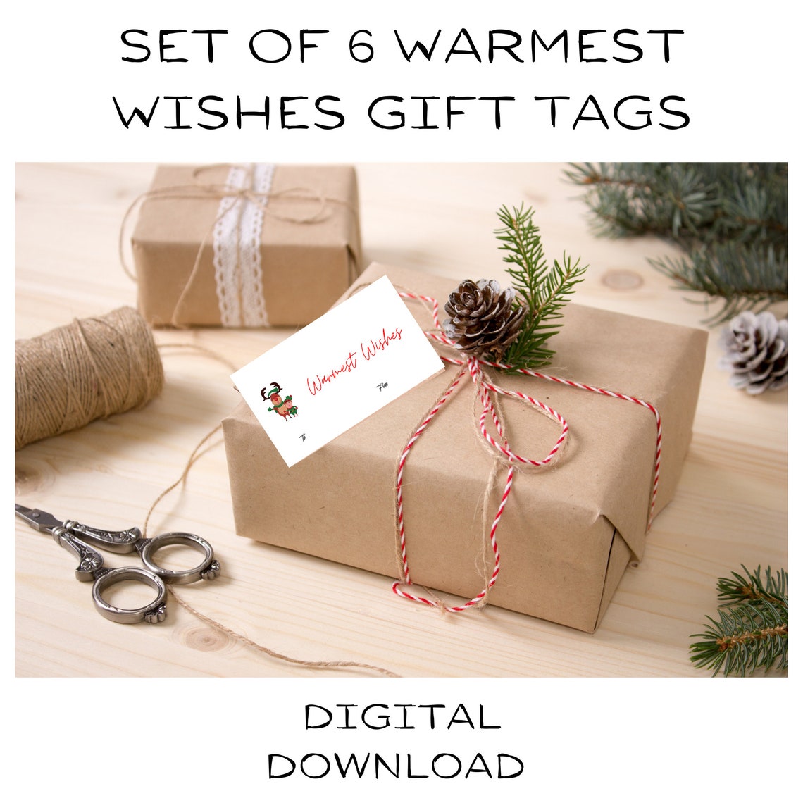 Warmest Wishes Printable Holiday Gift Tags/ Easy Christmas Tags to ...