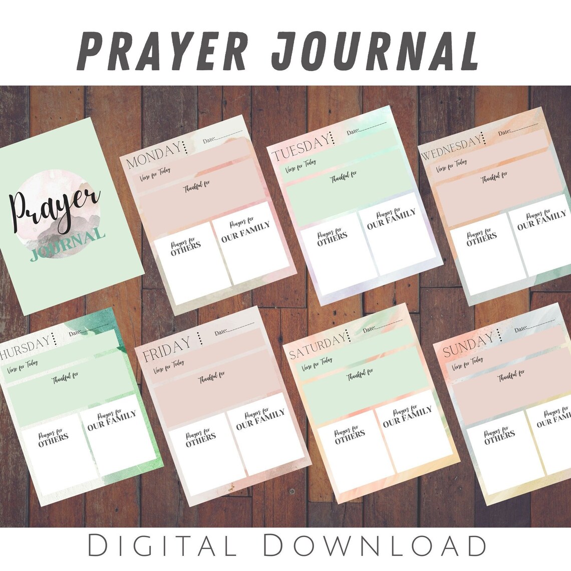 Weekly Prayer Journal Printable: Verse, Gratitude, Family (instant ...