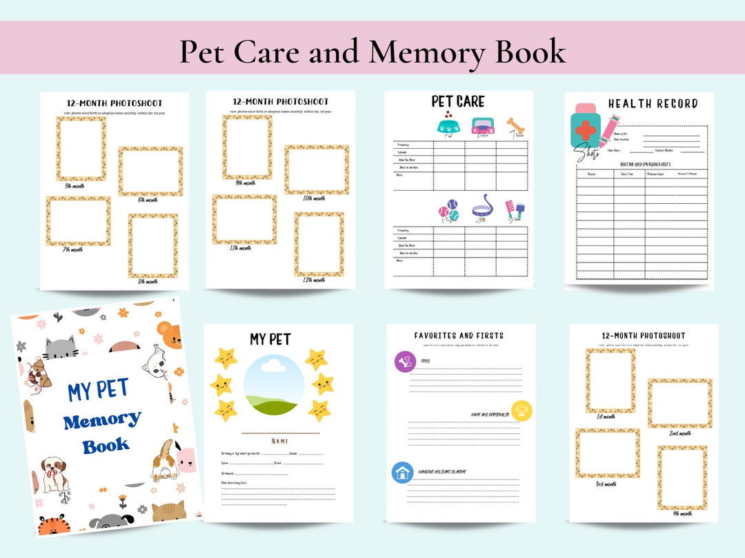 Pet Record Printable | Memory Book | Health and Care Pages/ Keep ...