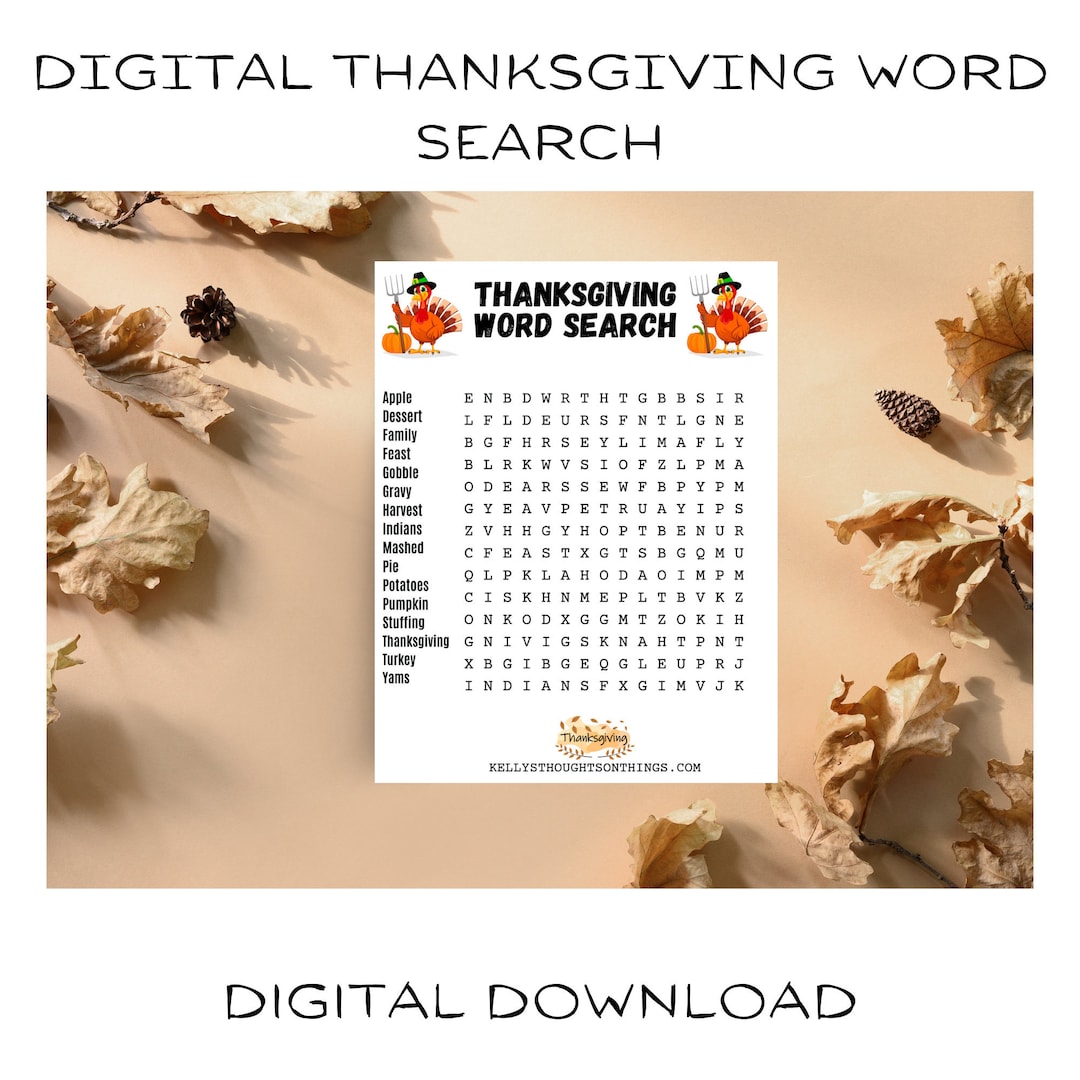 Thanksgiving Word Search Game/printable Activity for Kids/ Turkey Day ...