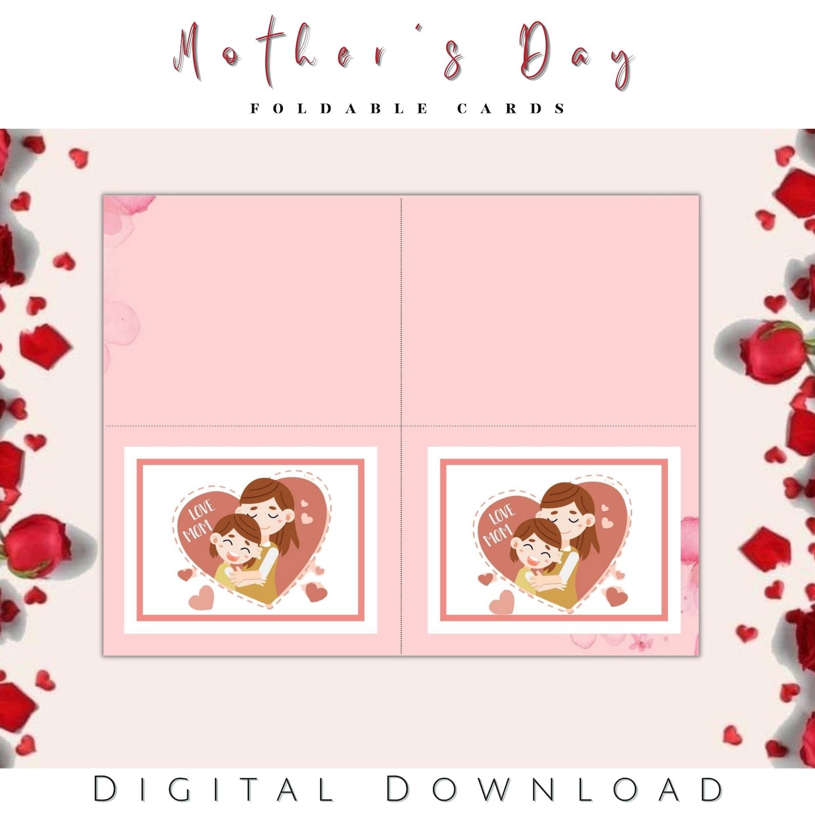 Mother's Day Foldable Cards Printable Set of 3 | Etsy