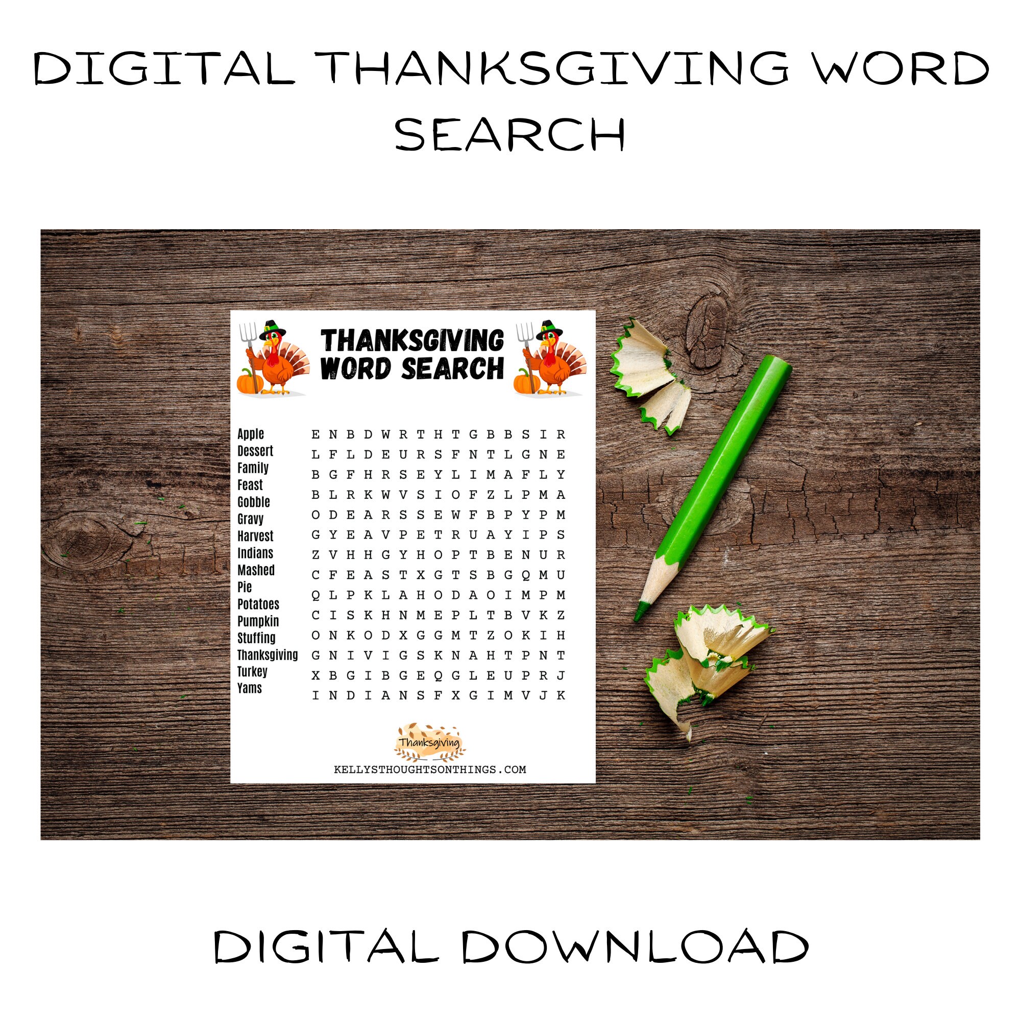 Thanksgiving Word Search Game/printable Activity for Kids/ Turkey Day ...